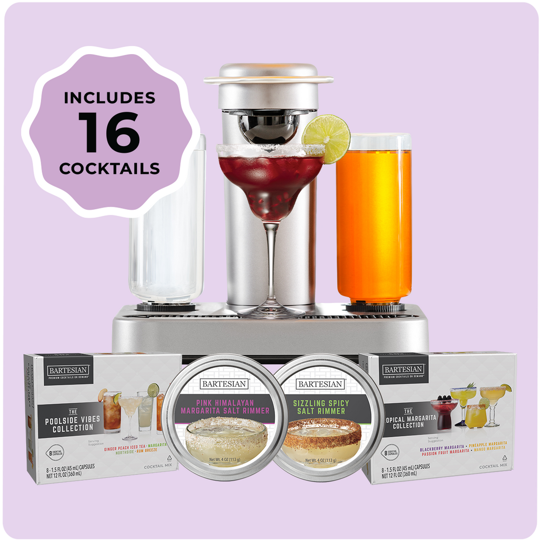 Bartesian Host Bundle: Cocktail Making Kit | Machine, Capsules, Rimmers
